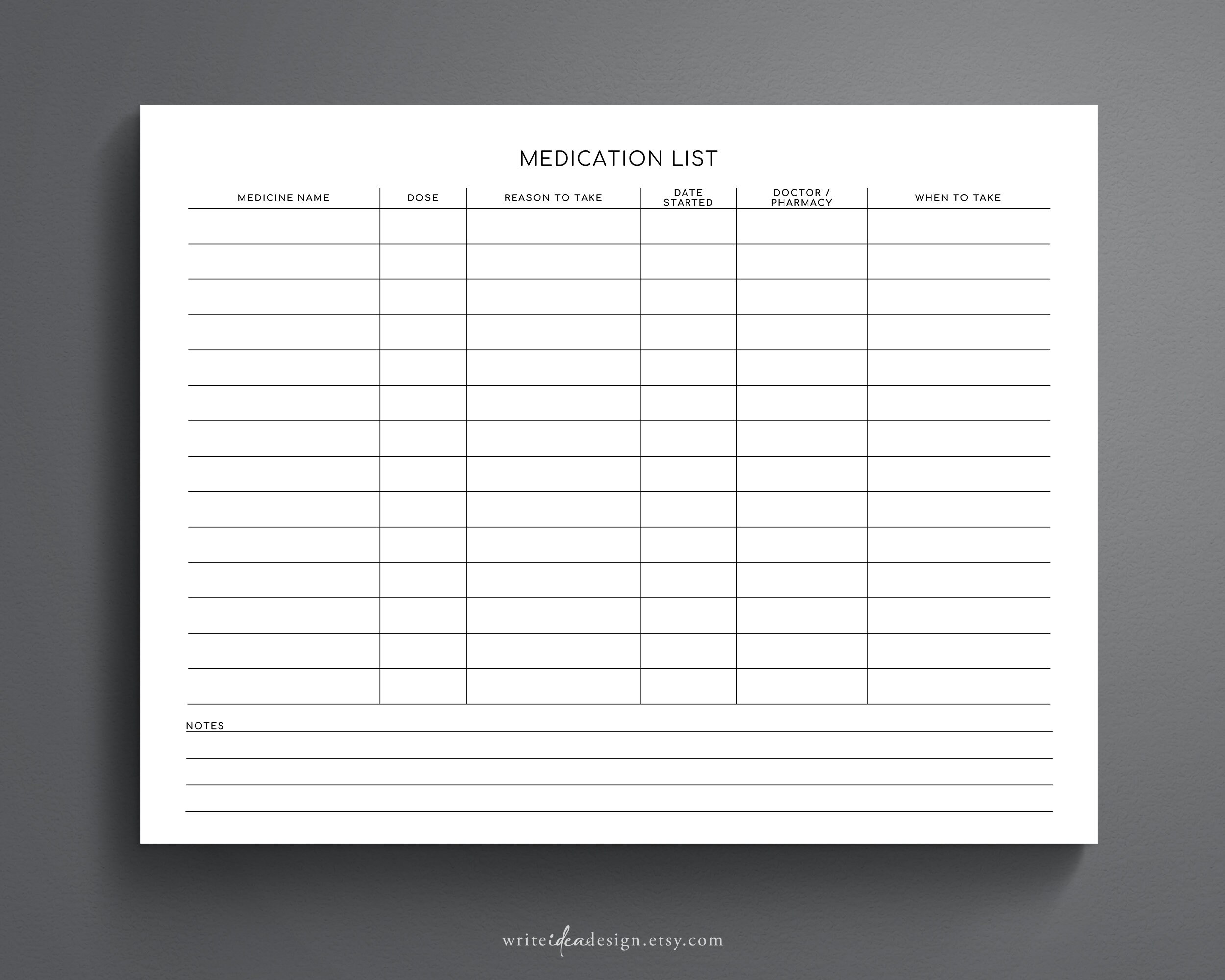 Medication List and Medication Log. Medication Tracker. - Etsy