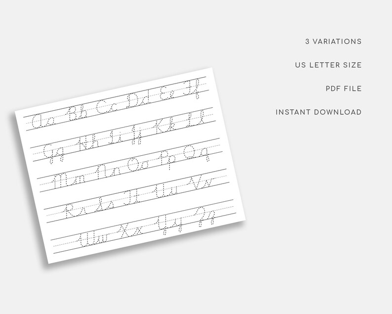 Cursive Alphabet Tracing Worksheet. Printable Trace the - Etsy Canada