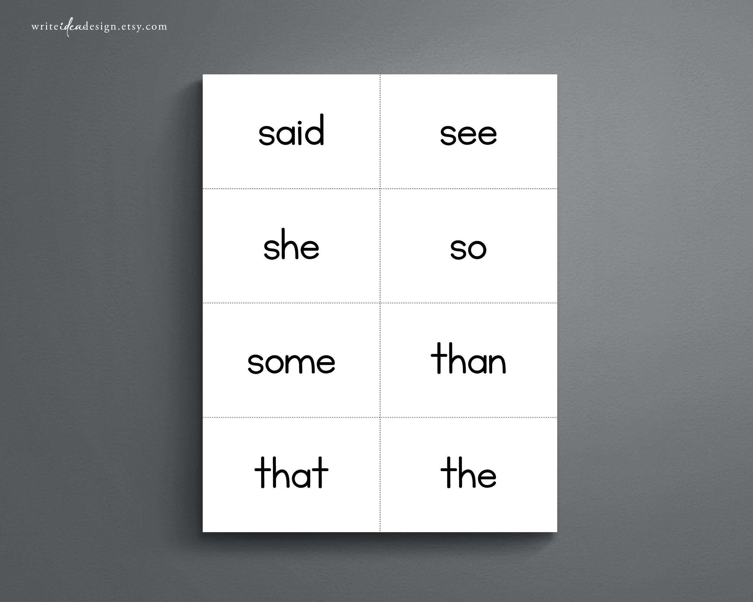 100 Sight Words Printable Flash Card. Kindergarten Sight - Etsy