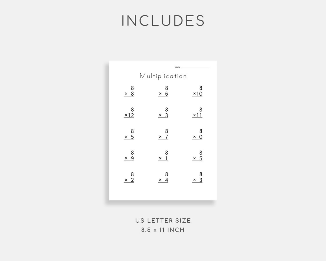Multiplication Worksheets for 1-12. Math Worksheets. Preschool - Etsy