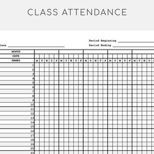 Class Record. Attendance Log. Attendance Tracker. Attendance - Etsy