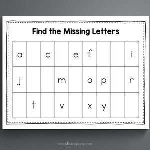 Alphabet Worksheet: Find the Missing Letter Activity (PDF) - Etsy