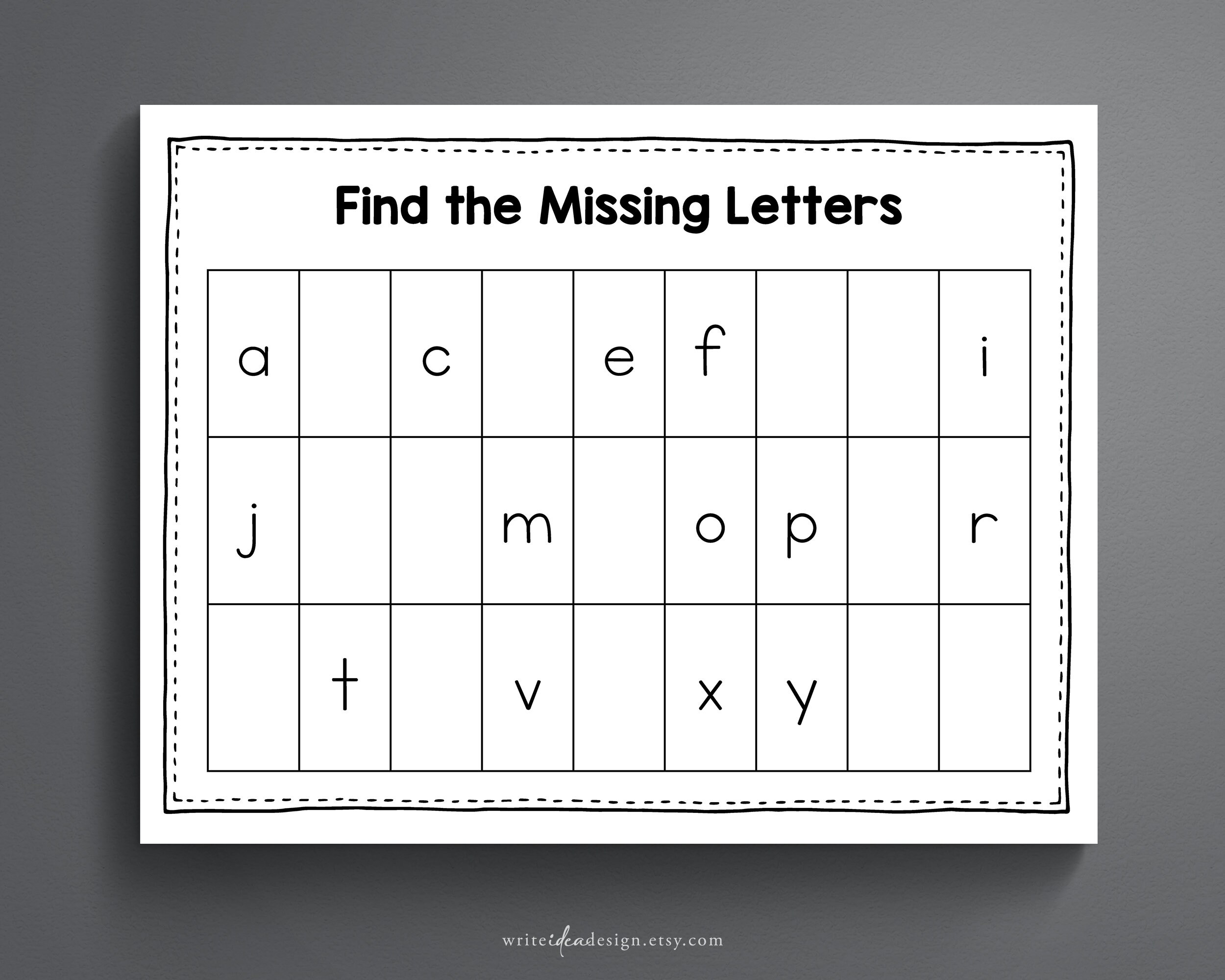 Alphabet Worksheet: Find the Missing Letter Activity (PDF) - Etsy