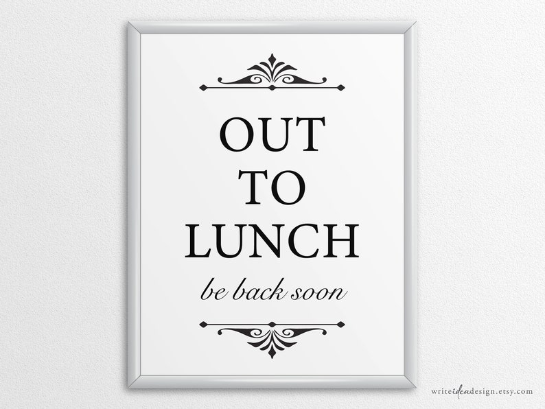 Printable Out to Lunch Sign, Office Decor (PNG/PDF) - Etsy