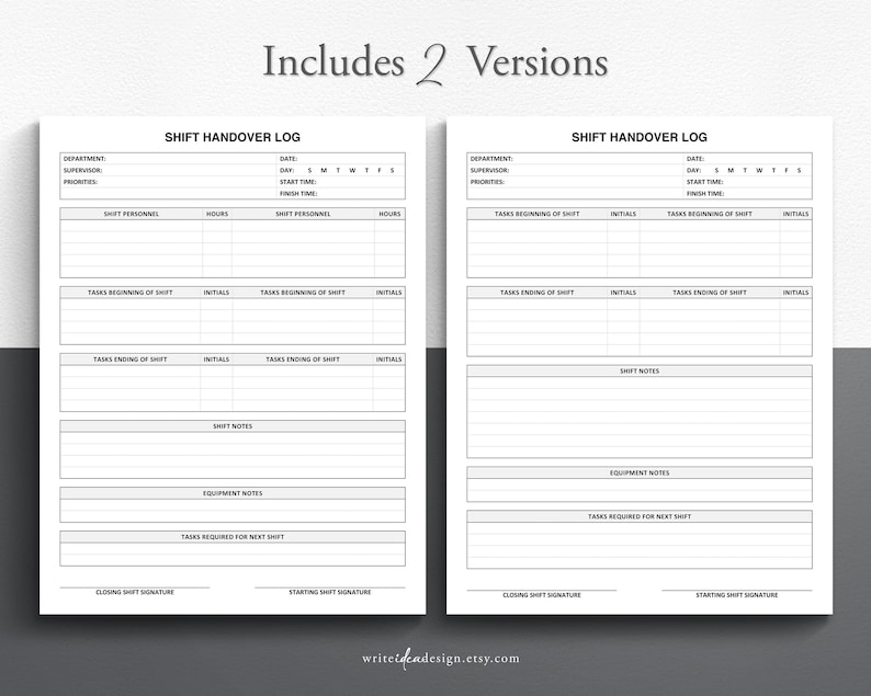 Printable Shift Handover Log: Restaurant & Retail (PDF) - Etsy