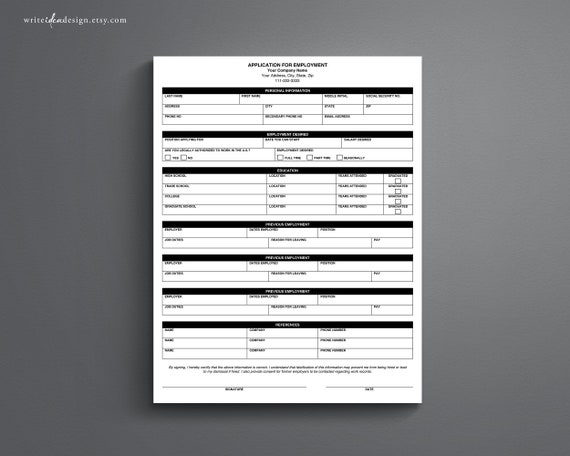 Job Application Template Microsoft Word