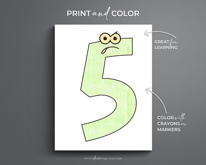 Printable Number Coloring Pages 0-9: Fun Faces, Kids Learning (PDF) - Etsy