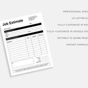 Job Estimate. Pdf/google Docs/microsoft Word. Contractor - Etsy