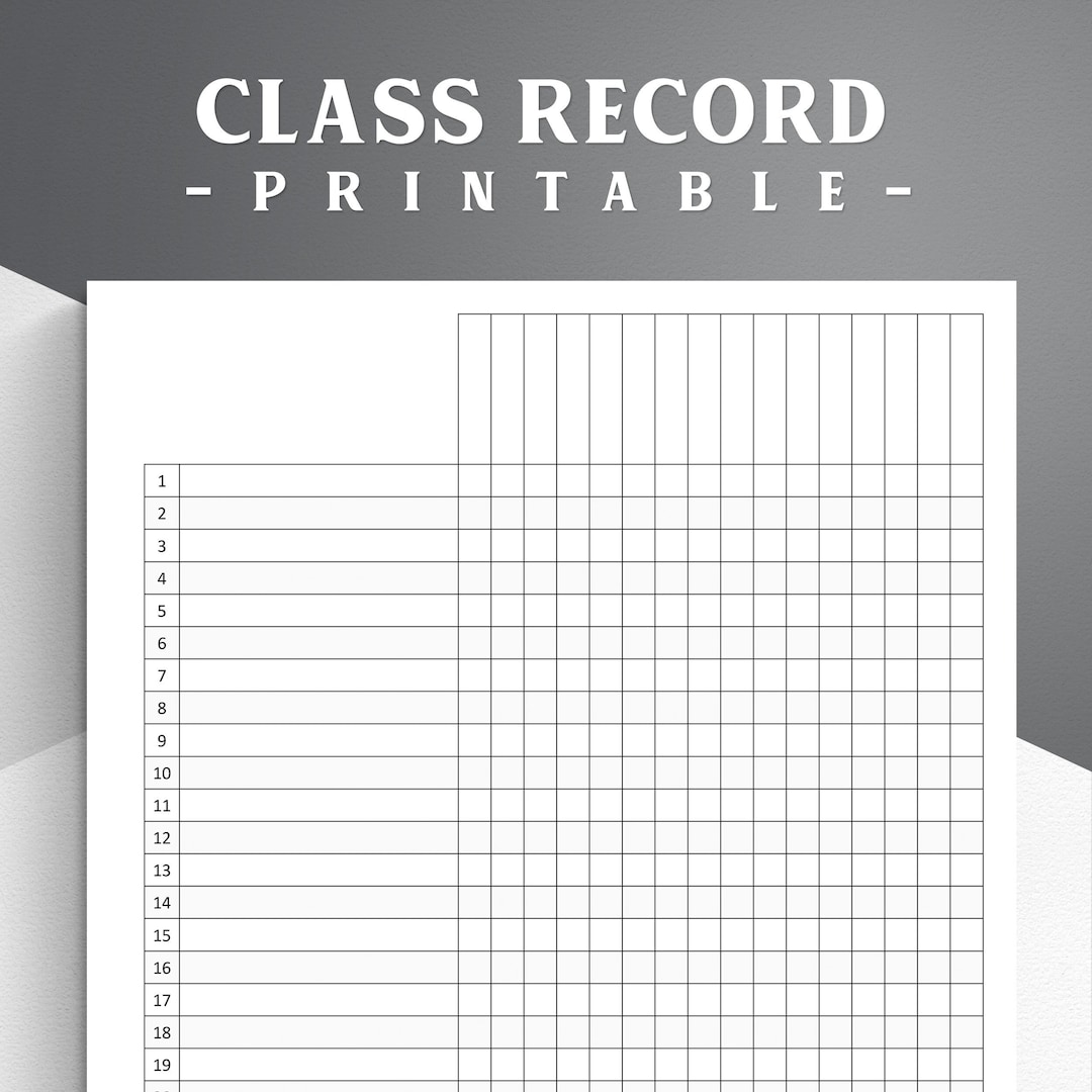 Printable Class Record and Checklist. Class Gradebook. Teacher ...