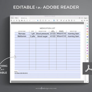 Medication List and Medication Log. Medication Tracker. Medication ...