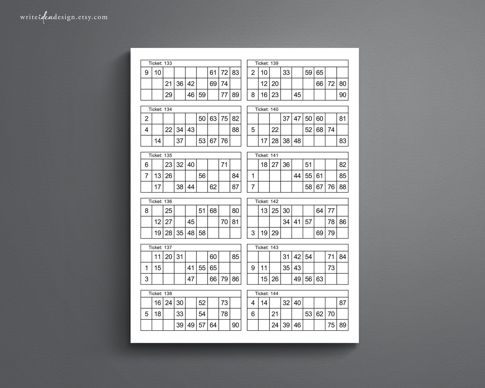 Printable Set of 1,000 Tambola Tickets. 12 Tickets per Page. 84 Pages ...
