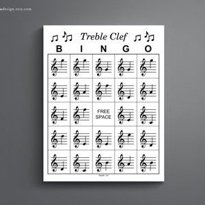 Treble Clef Bingo Game: Music Education Printable (PDF) - Etsy