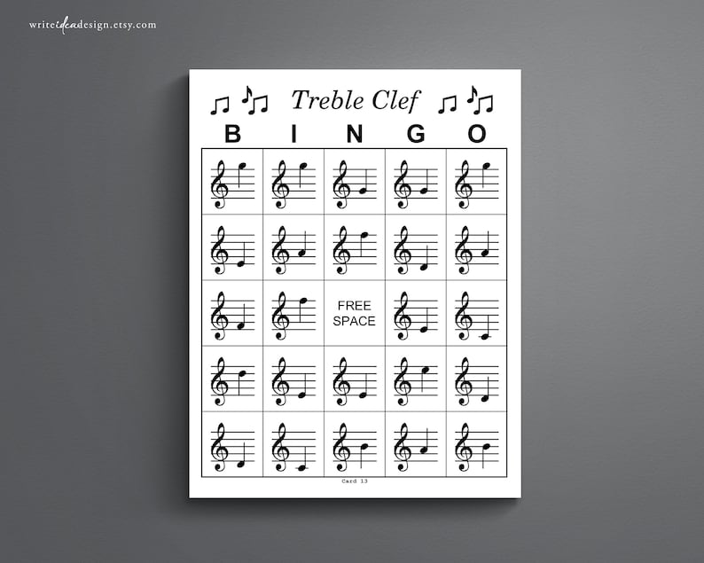 Treble Clef Bingo Game: Music Education Printable (PDF) - Etsy