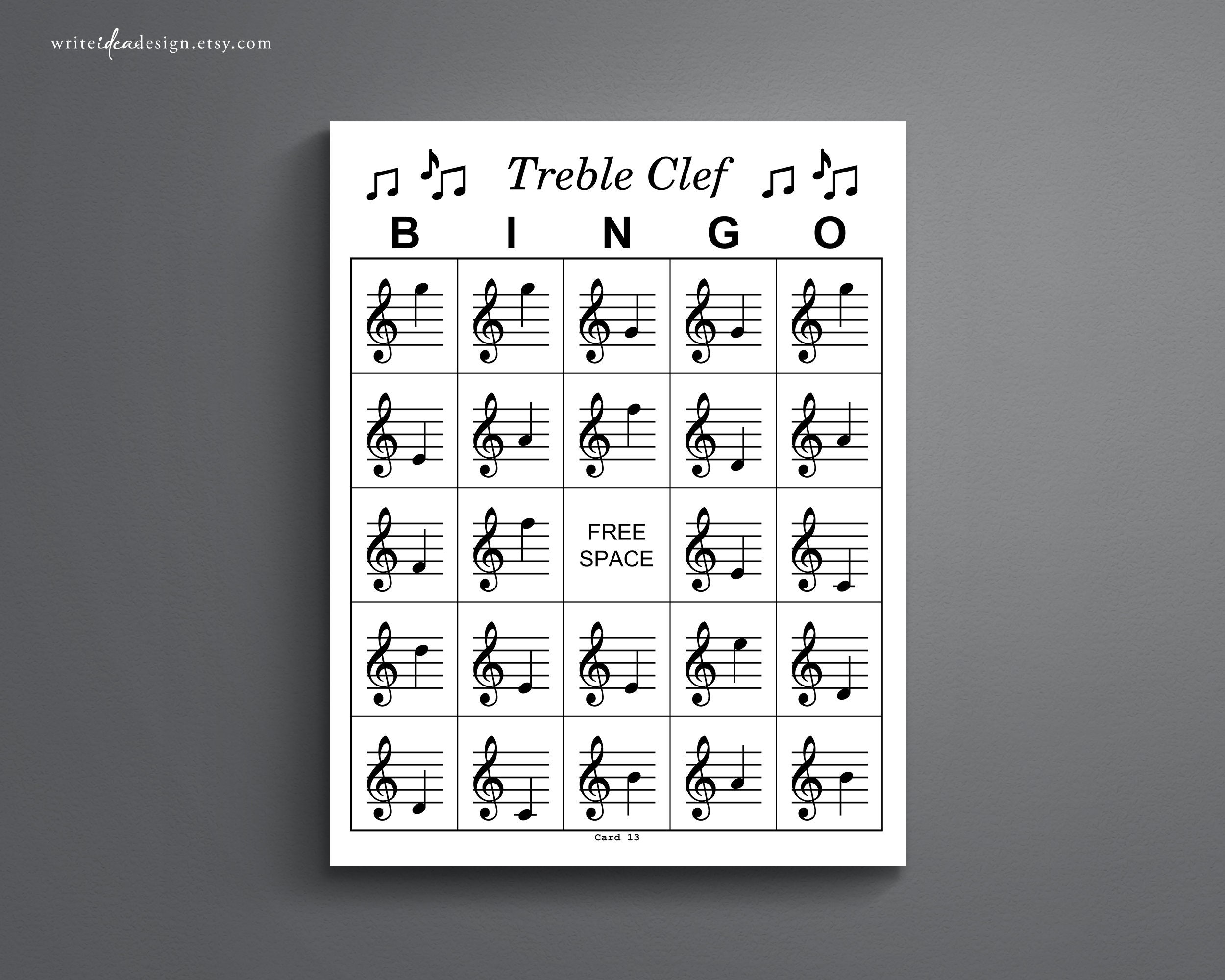 Treble Clef Bingo Game: Music Education Printable (PDF) - Etsy