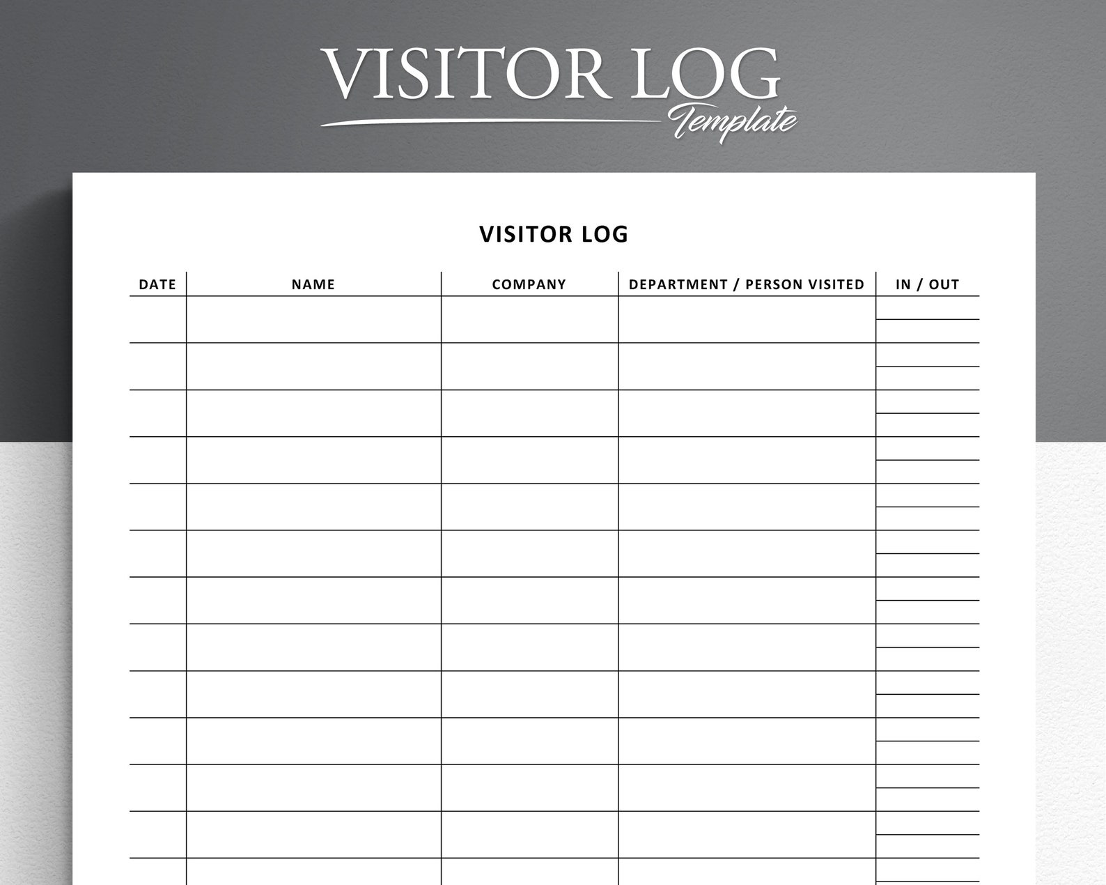 Printable Visitor Log. Visitor Sign in / Sign Out Sheet. Visitor ...