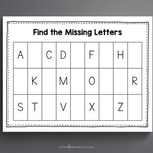 Learn the Alphabet Worksheet. Find the Missing Letter Worksheet ...