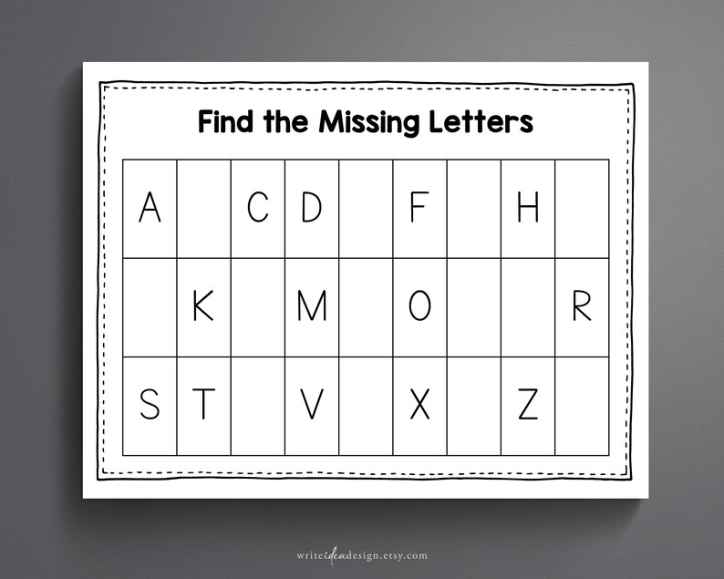 Learn the Alphabet Worksheet. Find the Missing Letter Worksheet ...