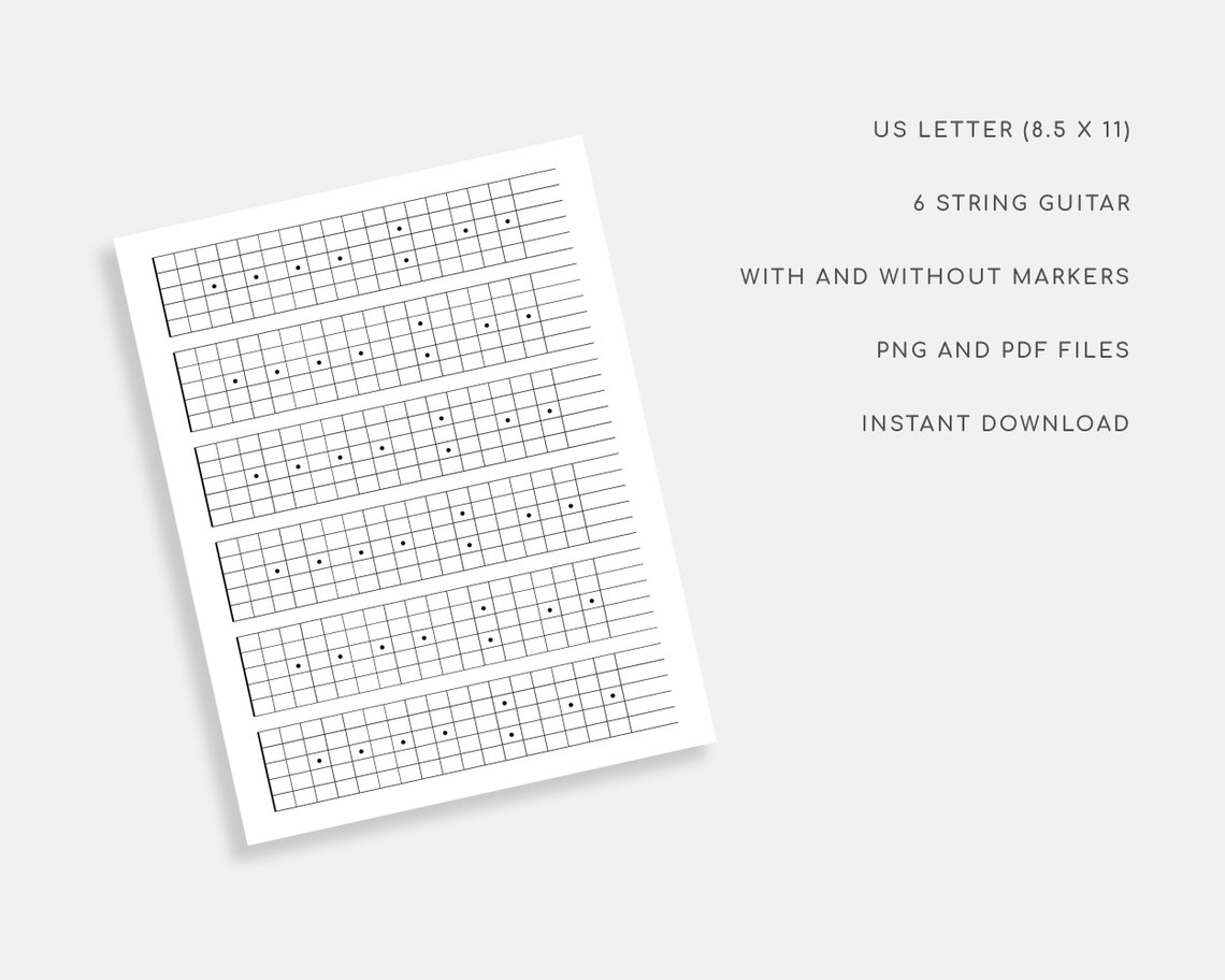 Printable Guitar Neck Diagram. Blank Guitar Fretboard. Blank - Etsy