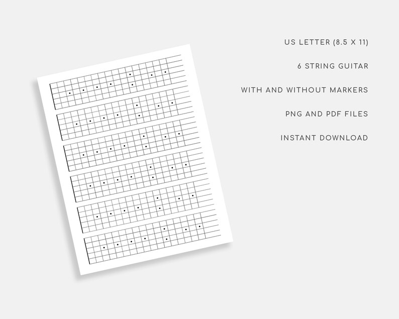 Printable Guitar Neck Diagram. Blank Guitar Fretboard. Blank - Etsy