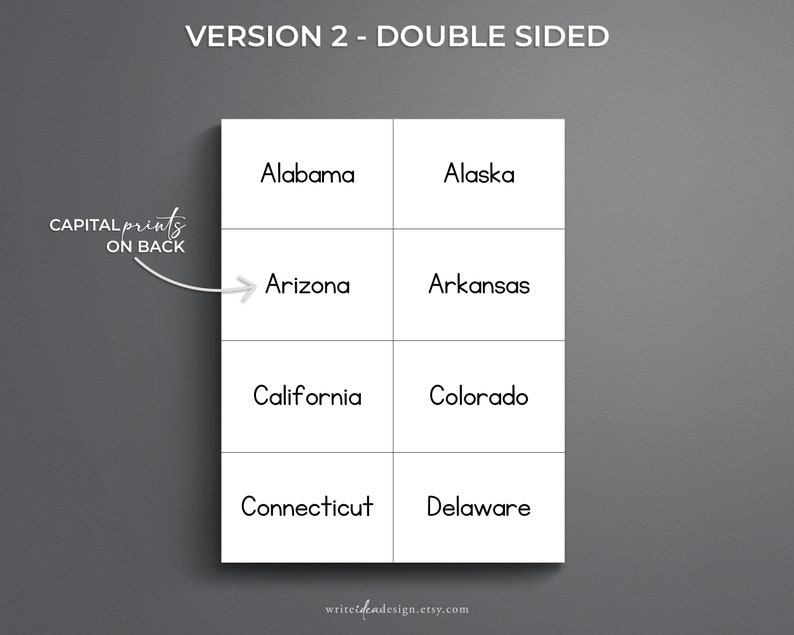 US States and Capitals Flash Cards: Geography Learning (PDF) - Etsy