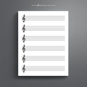 Kids Printable Treble Clef Sheet Music for Letter/a4. Blank Sheet Music ...