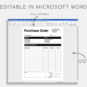 Purchase Order Template. Pdf/google Docs/microsoft Word. - Etsy