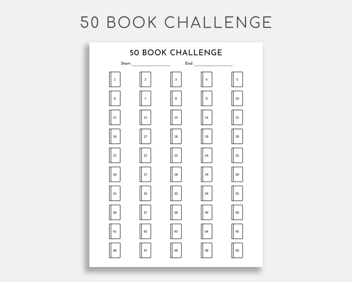 Book Challenge Sheets. 100/50/30. Reading Challenge. Reading - Etsy