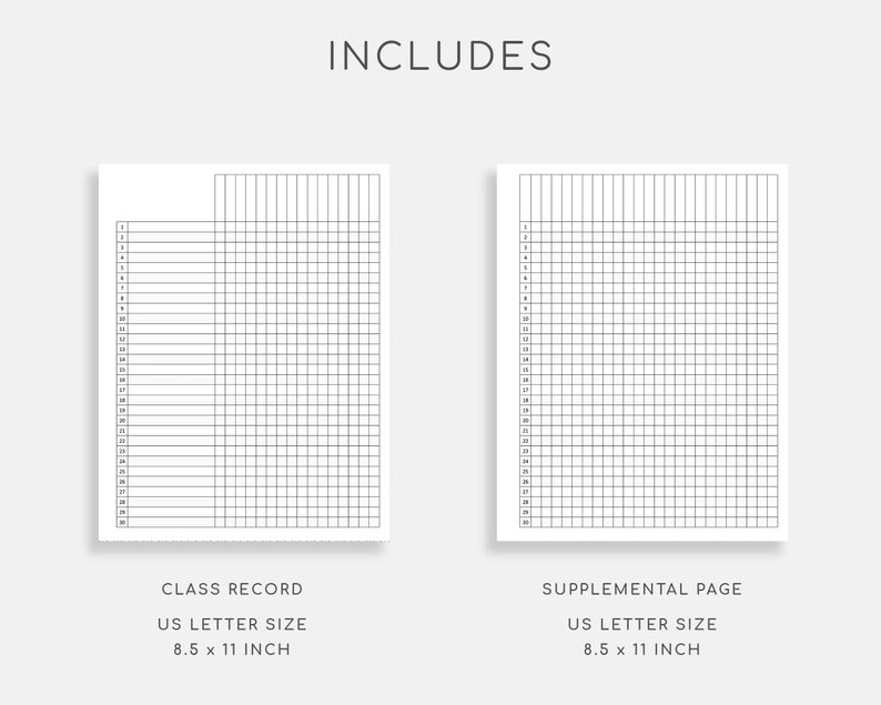 Printable Class Record and Checklist. Class Gradebook. Teacher - Etsy