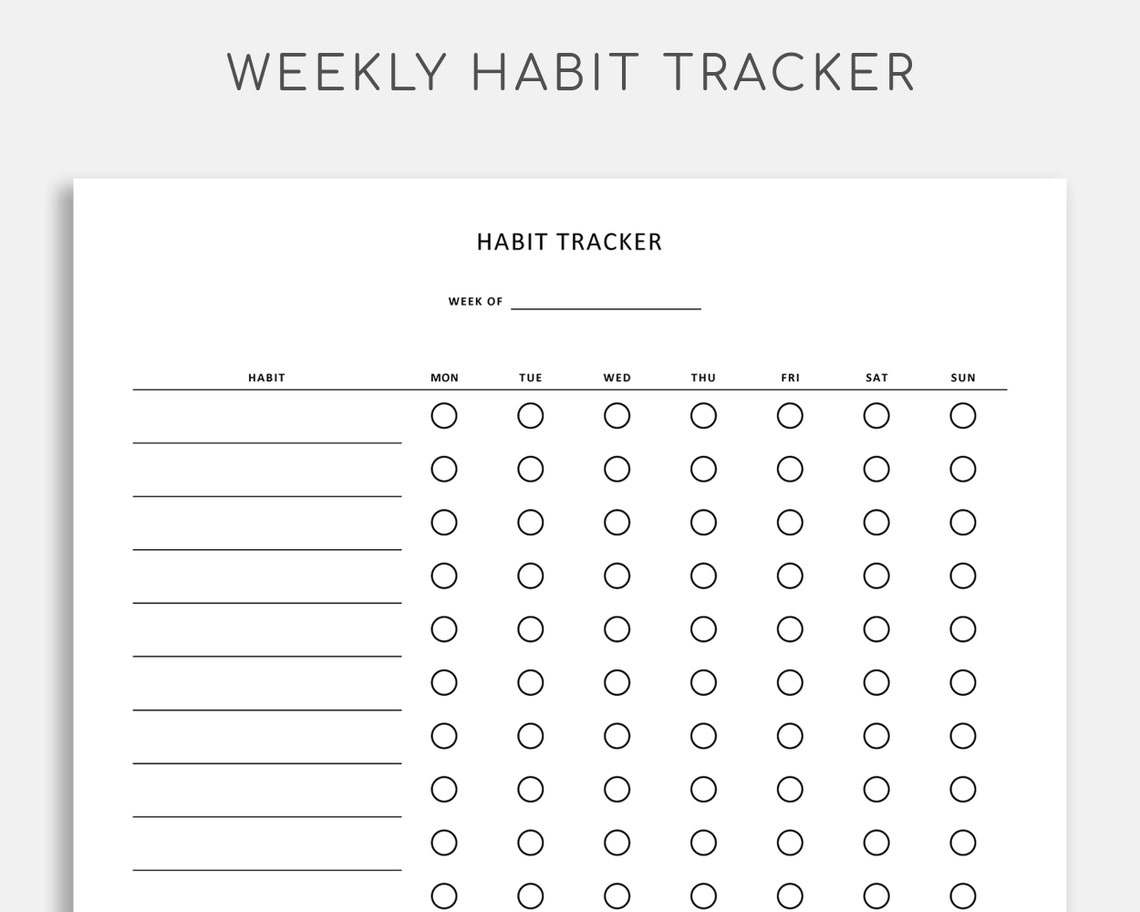 Weekly Habit Tracker. Habit Log. Weekly Checklist. Habit | Etsy