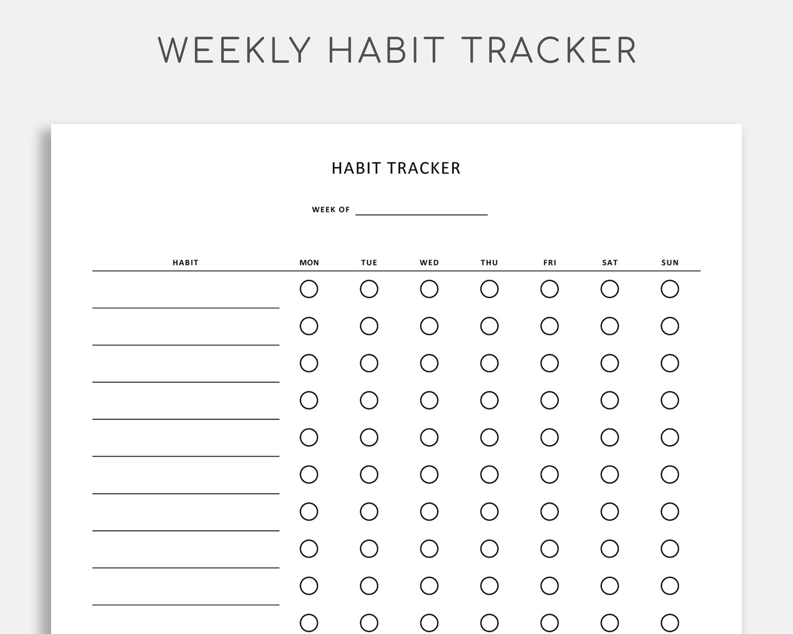 Weekly Habit Tracker. Habit Log. Weekly Checklist. Habit | Etsy