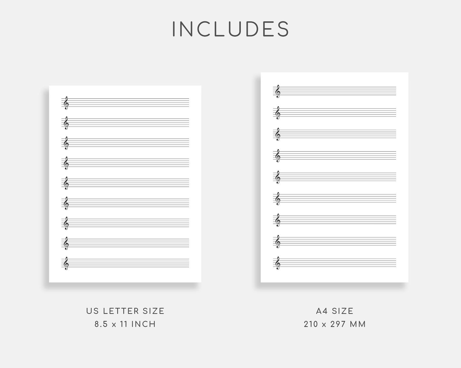 Printable Treble Clef Sheet Music for Letter/a4. Blank Music - Etsy