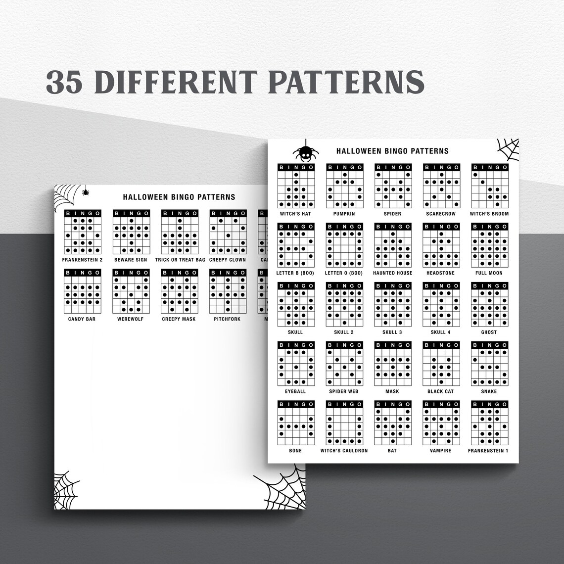 35 Halloween Bingo Cards: Spooky Patterns (digital Download) - Etsy