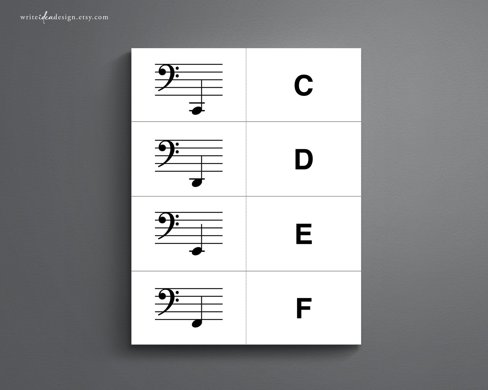 Printable Music Note Flash Cards. Bass Clef. Learning to Read - Etsy