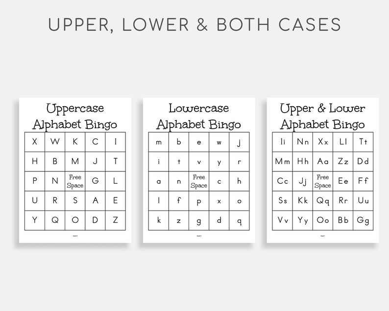 Alphabet Bingo. 1000 Cards. Upper Lower and Both Cases. - Etsy