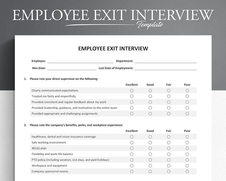 Employee Exit Interview for Google Docs/microsoft Word. - Etsy
