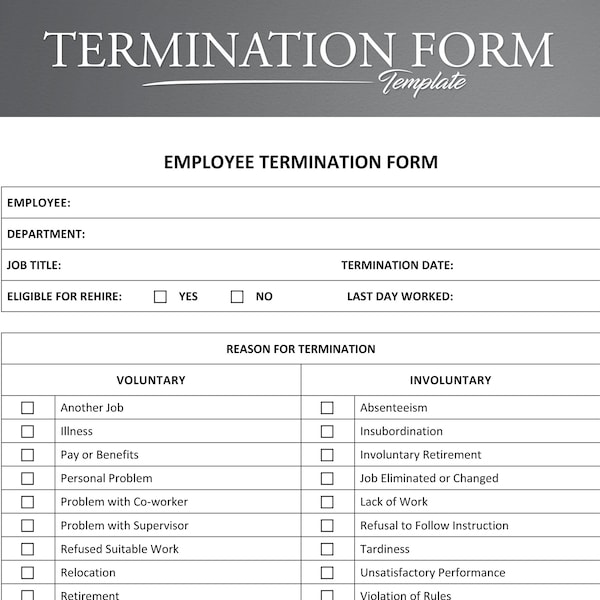 Termination Form Employee - Etsy