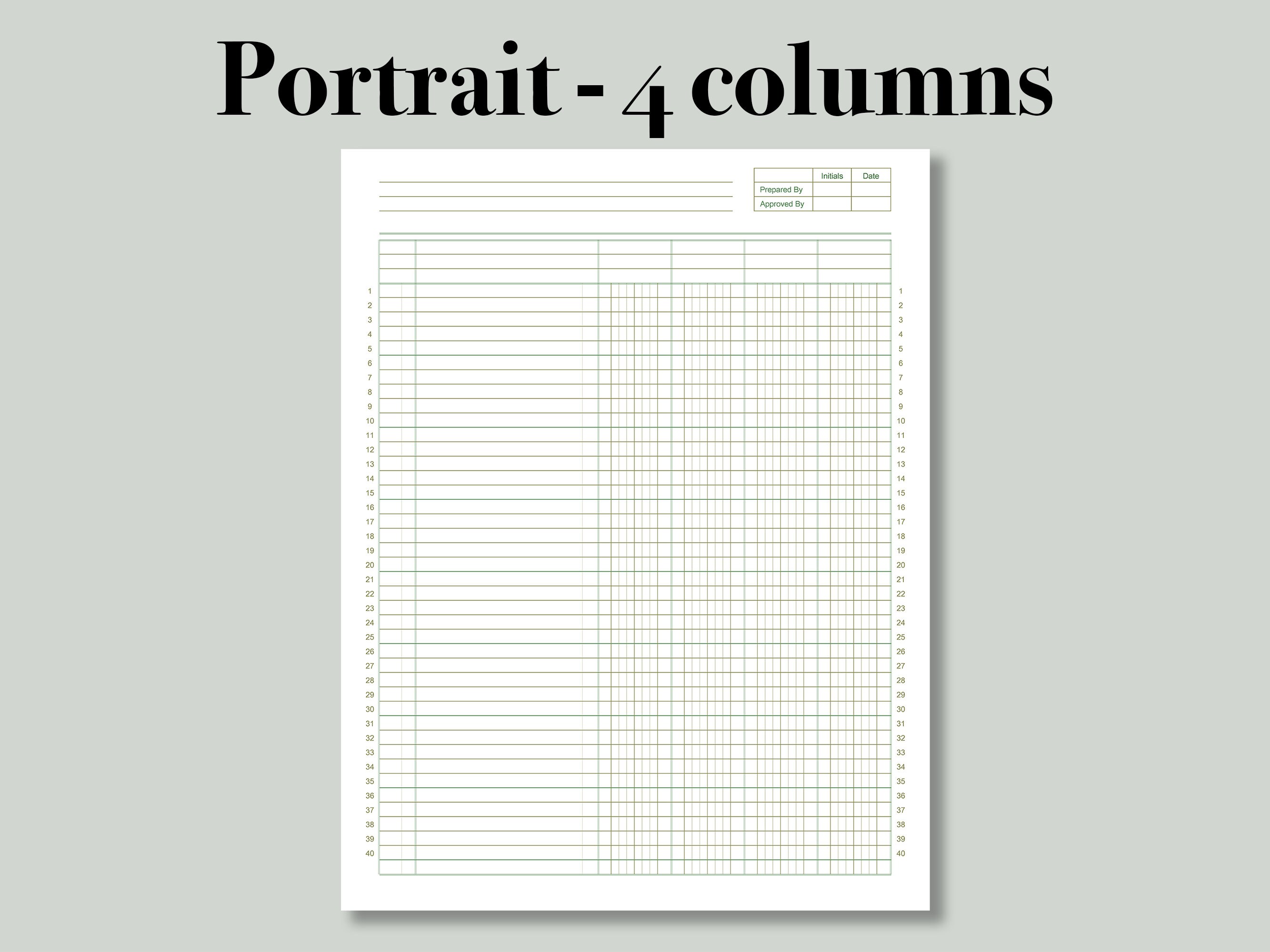 Printable Columnar Paper. Accounting Ledger. Digital Ledger | Etsy
