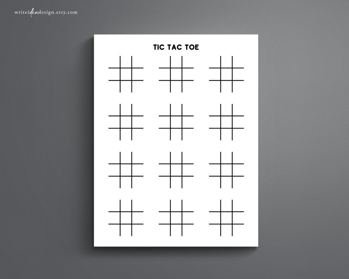 Printable Tic Tac Toe Game. Printable Game. Noughts and - Etsy