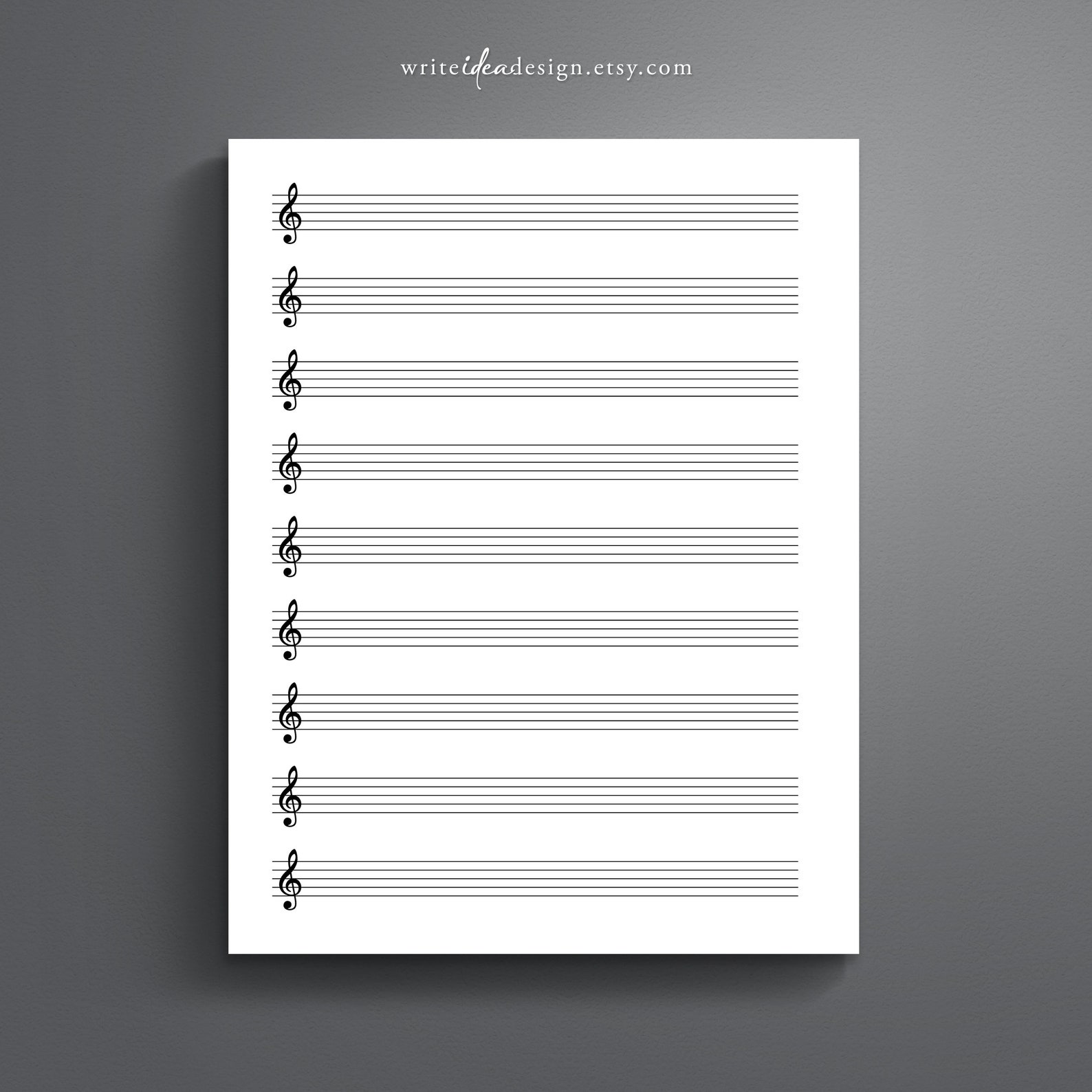 Printable Treble Clef Sheet Music for Letter/a4. Blank Music Treble ...