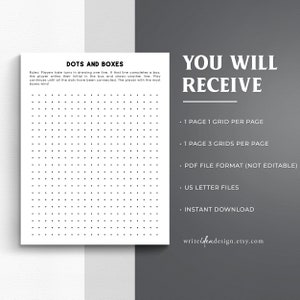 Dots and Boxes Printable Game. Dot Grid Printable Game. Pigs in a Pen ...