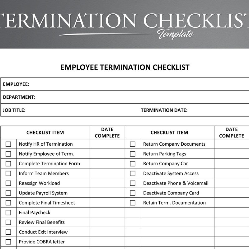 Termination Checklist Template - Etsy