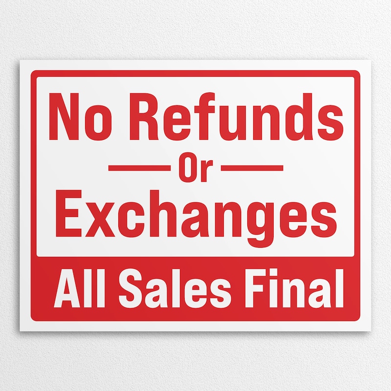 No Refunds Sign - Etsy