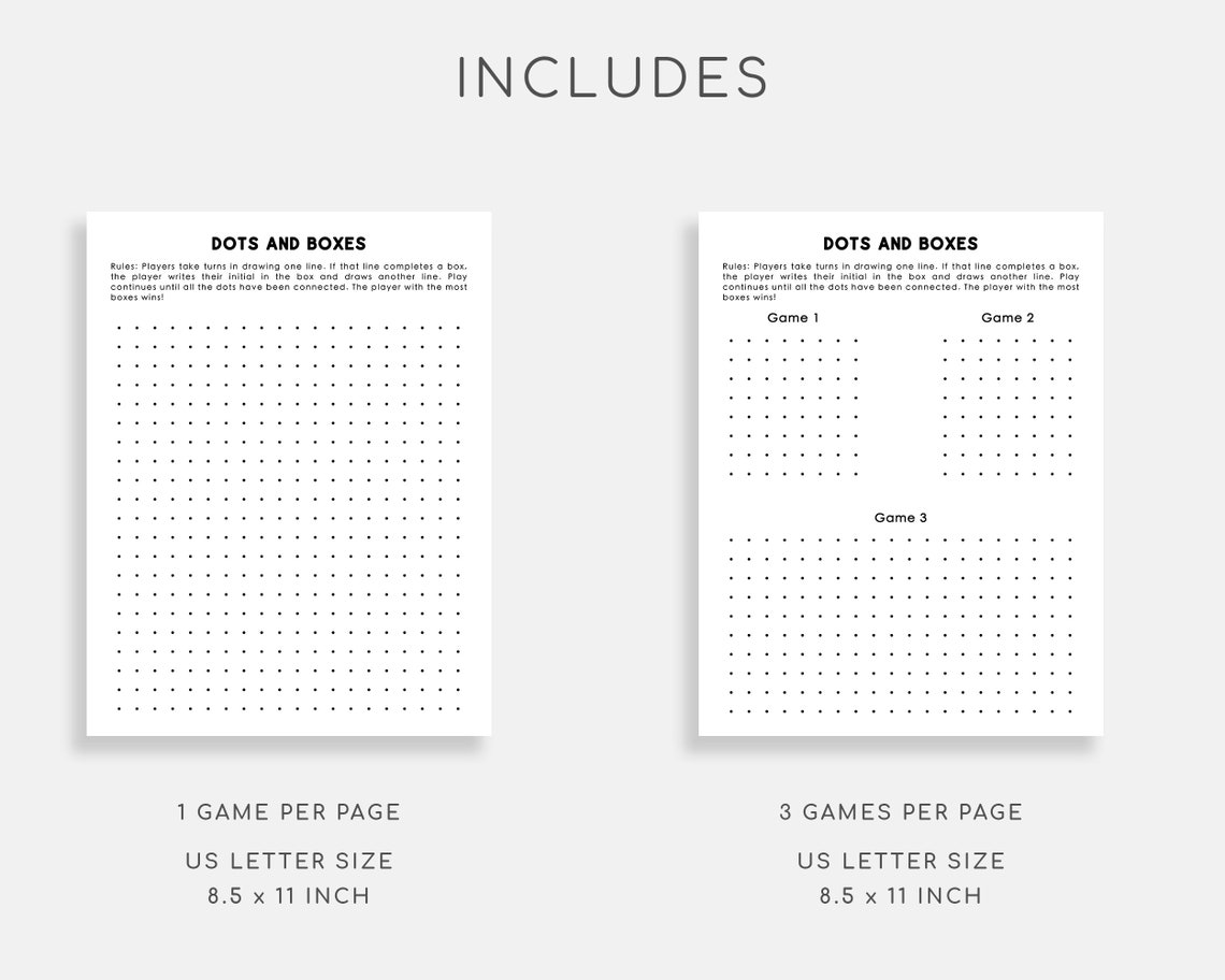 Dots and Boxes Printable Game. Dot Grid Printable Game. Pigs - Etsy UK