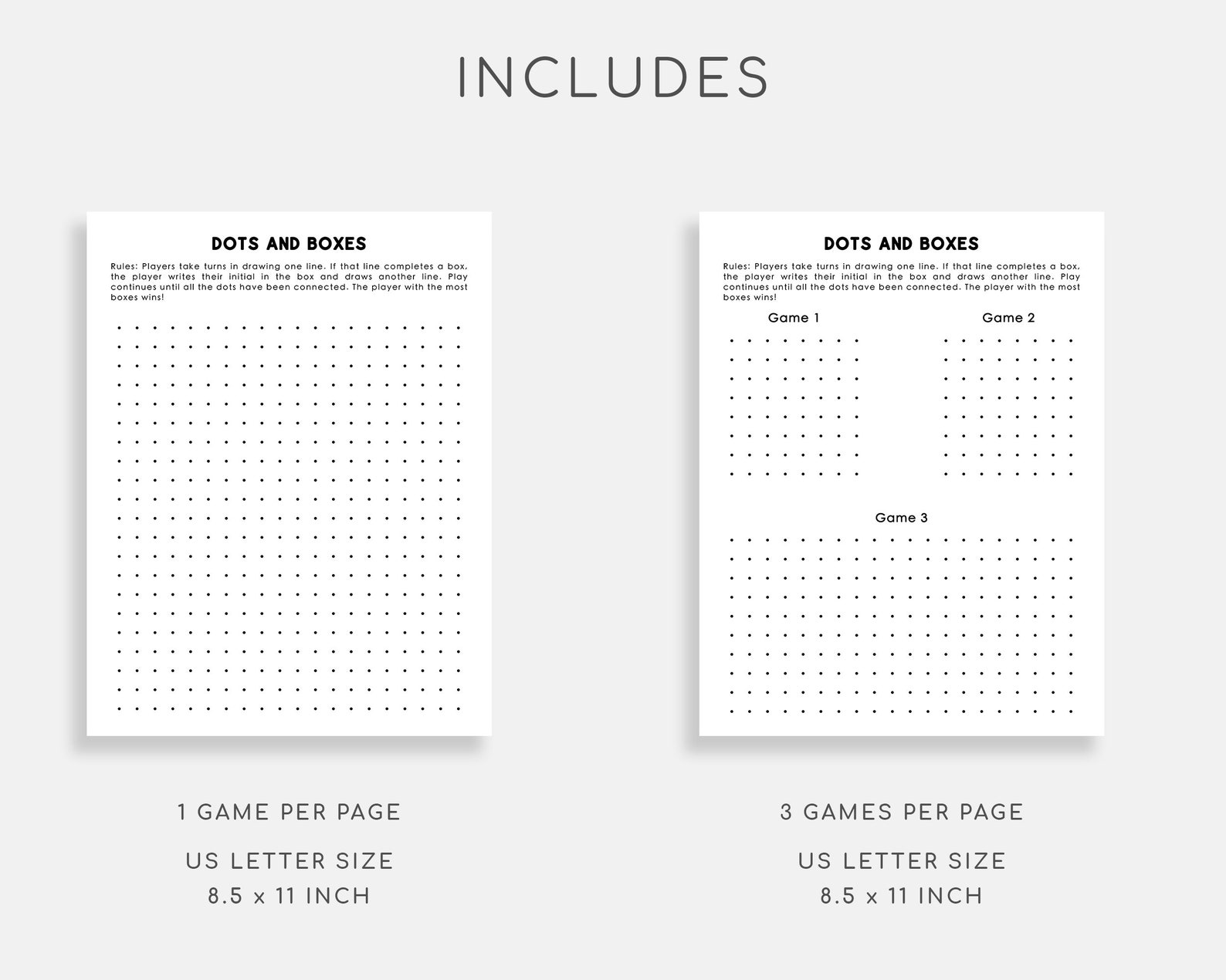 Dots and Boxes Printable Game. Dot Grid Printable Game. Pigs - Etsy UK