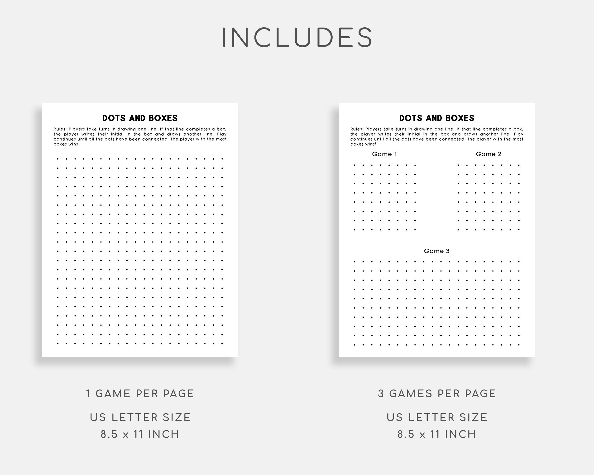 Dots and Boxes Printable Game. Dot Grid Printable Game. Pigs - Etsy UK