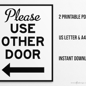 Printable Please Use Other Door Sign: Arrow Directional (PDF) - Etsy
