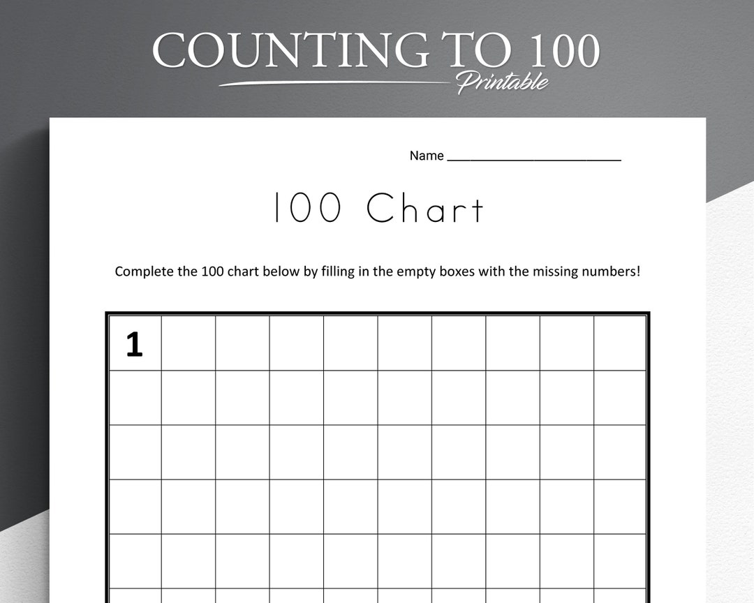 Count to 100 Worksheet. Math Worksheet. Learn to Count. 100 Chart. - Etsy