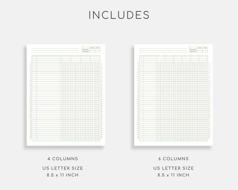 Printable Columnar Paper. Accounting Ledger. Digital Ledger - Etsy