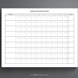 Bowling Score Sheet. Printable Bowling Score Pad. Bowling Score Card ...