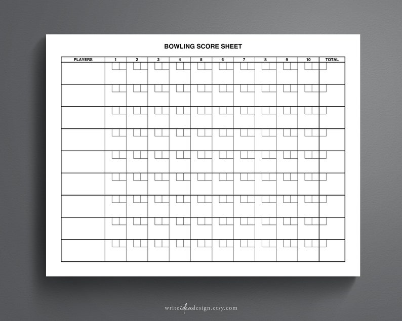 Bowling Score Sheet. Printable Bowling Score Pad. Bowling Score Card ...